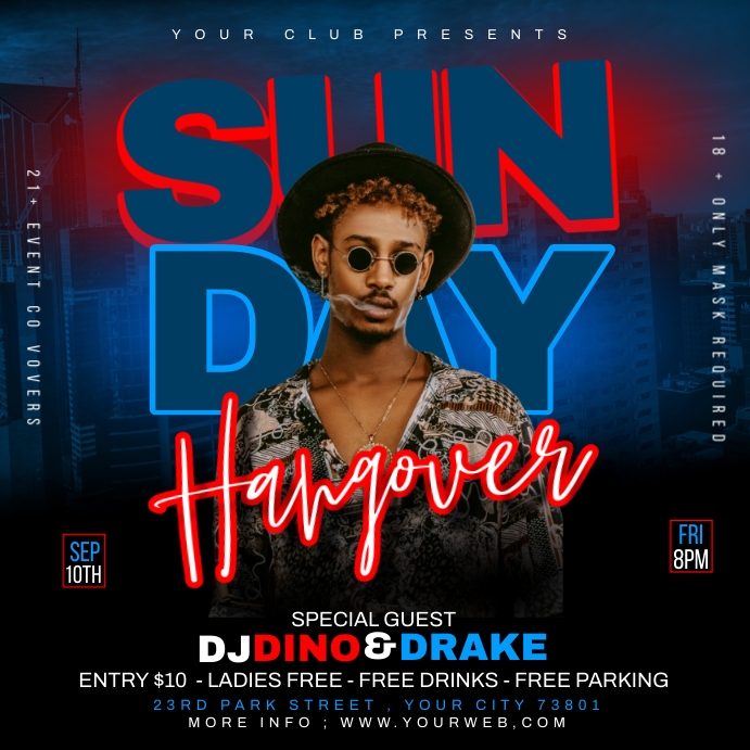 sunday party club dj bar night Template | PosterMyWall