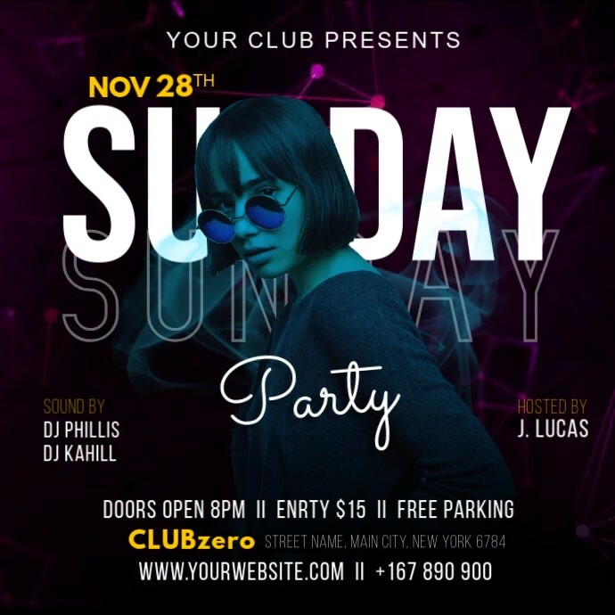 sunday party club dj bar night Template | PosterMyWall