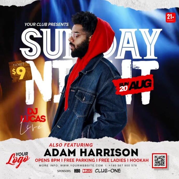 sunday party club dj bar night Template | PosterMyWall