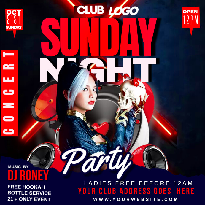 sunday party club dj bar night Template | PosterMyWall