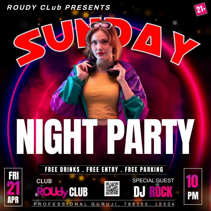 sunday party club dj bar night Template | PosterMyWall