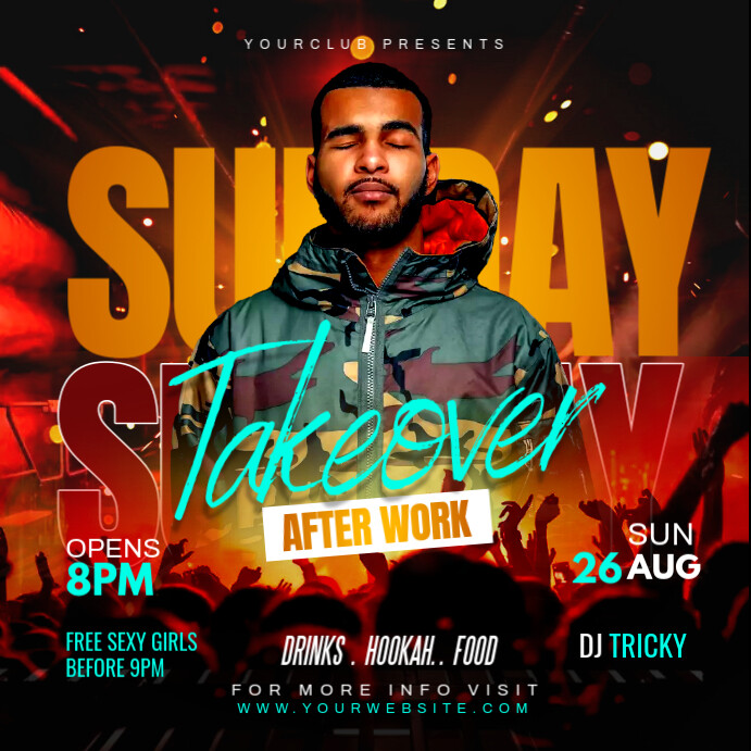 sunday party club dj bar night Template | PosterMyWall