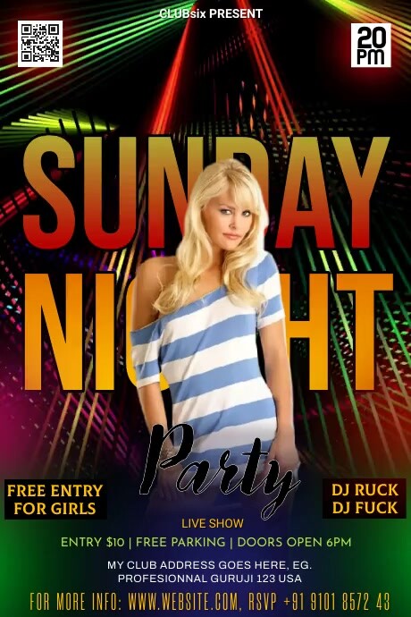 sunday party club dj bar night Template | PosterMyWall