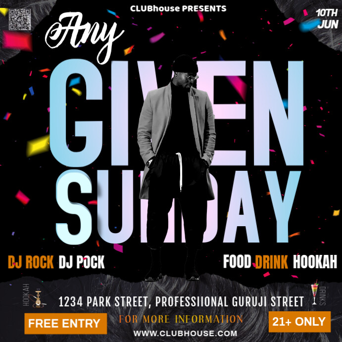 sunday party club dj bar night Template | PosterMyWall