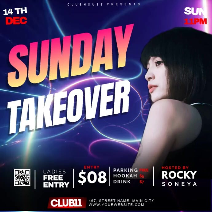 sunday party club dj bar night Template | PosterMyWall