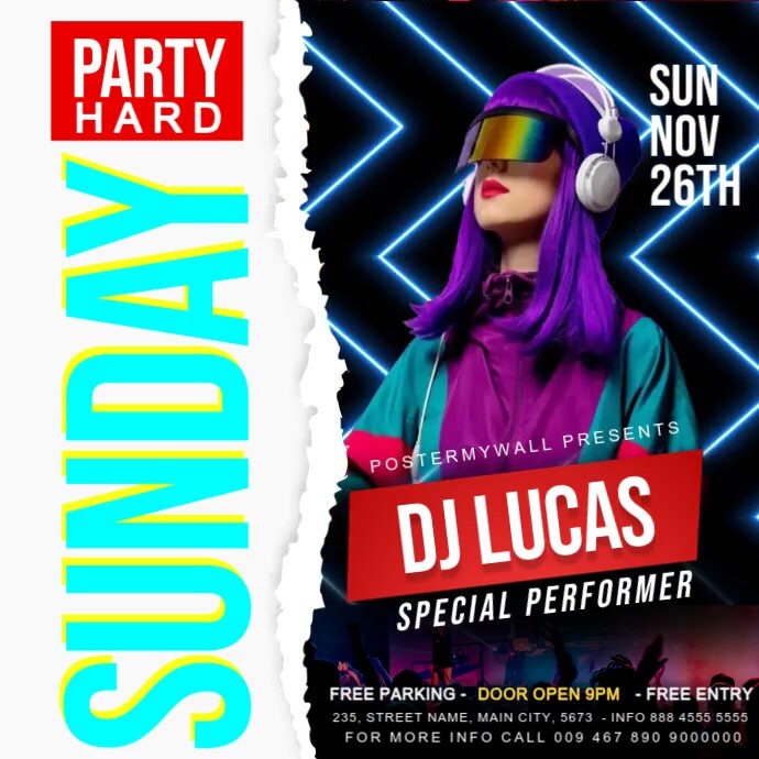 sunday party club dj bar night Template | PosterMyWall