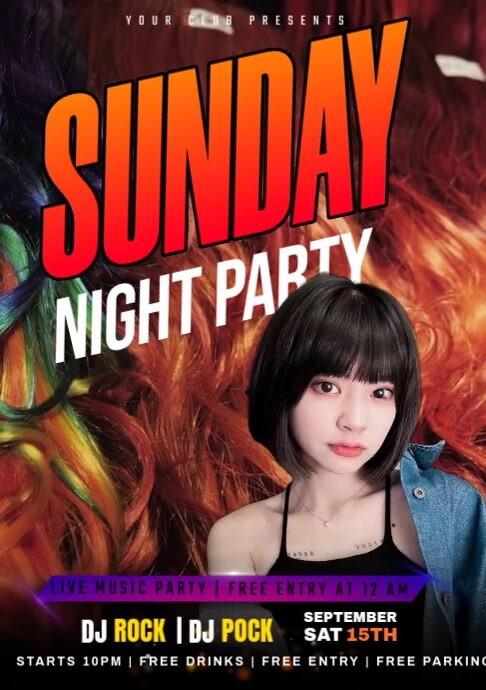 sunday party club dj bar night Template | PosterMyWall
