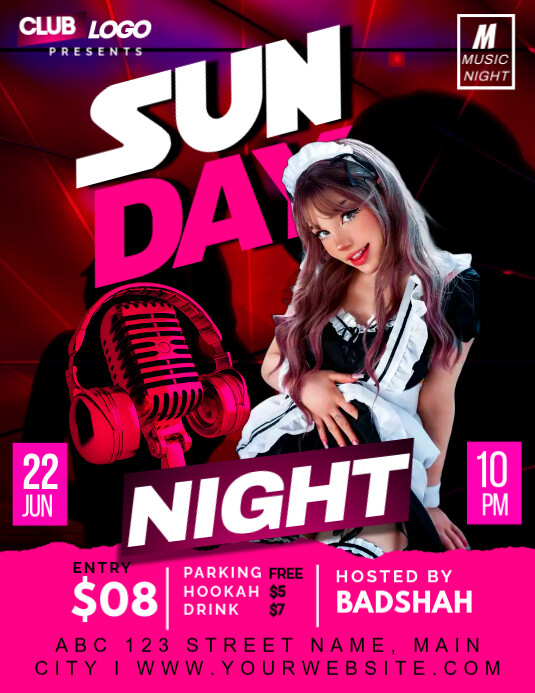sunday party club dj bar night Template | PosterMyWall