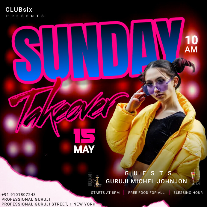 sunday party club dj bar night Template | PosterMyWall