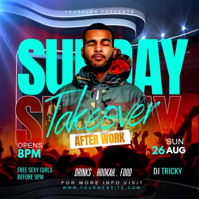 sunday party club dj bar night Template | PosterMyWall