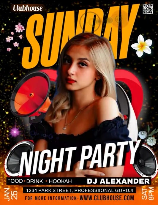 sunday party club dj bar night Template | PosterMyWall