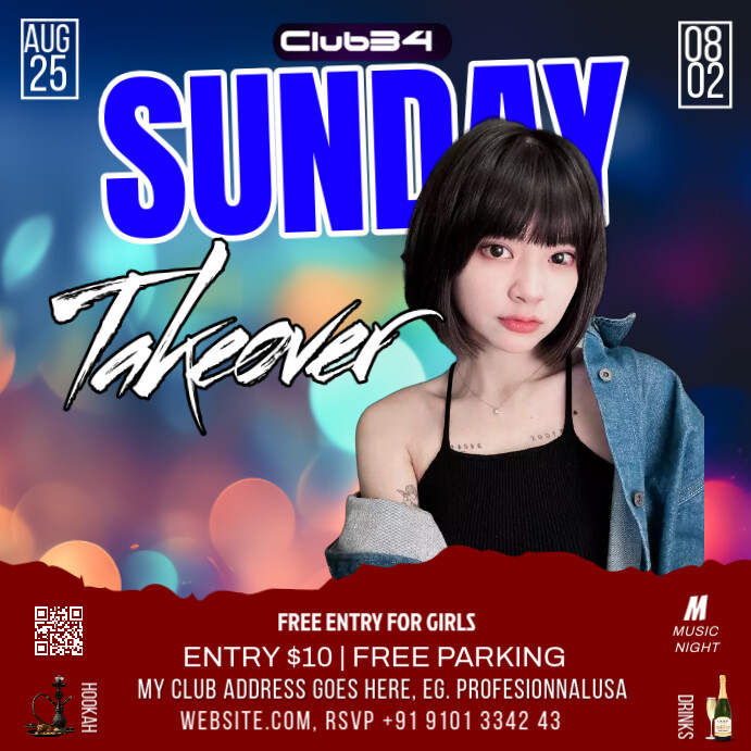 Copy of sunday party club dj bar night | PosterMyWall