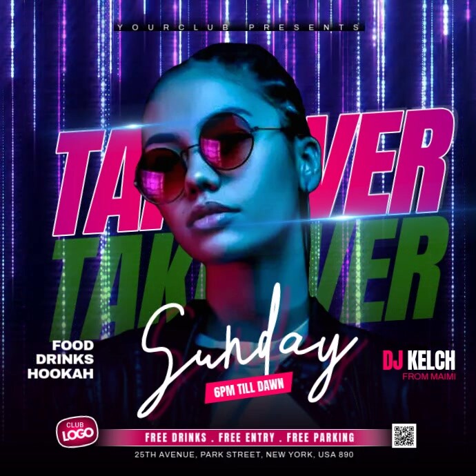 sunday party club dj bar night Template | PosterMyWall