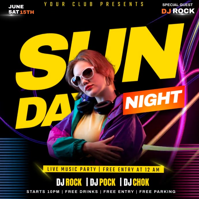 Copy of sunday party club dj bar night | PosterMyWall