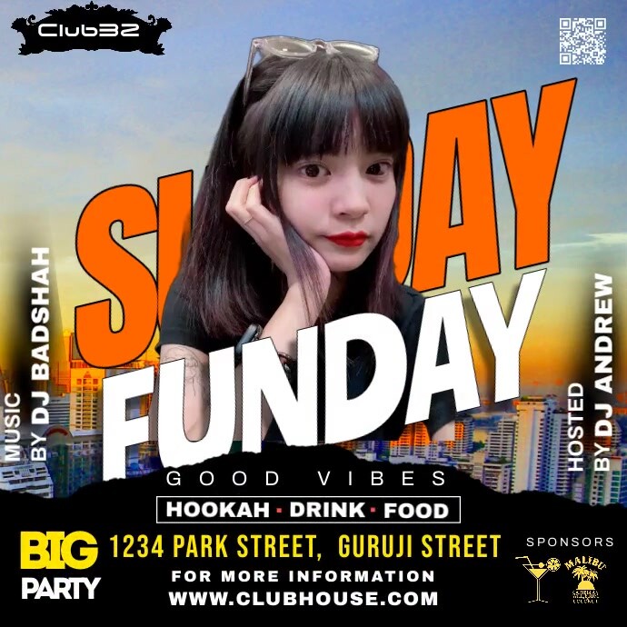 sunday party club dj bar night Template | PosterMyWall