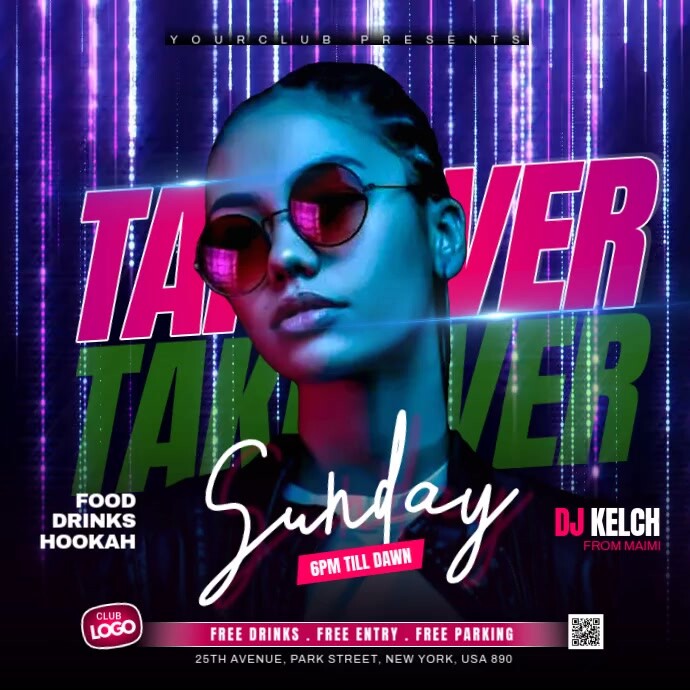 sunday party club dj bar night Template | PosterMyWall