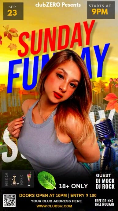 sunday party club dj bar night Template | PosterMyWall