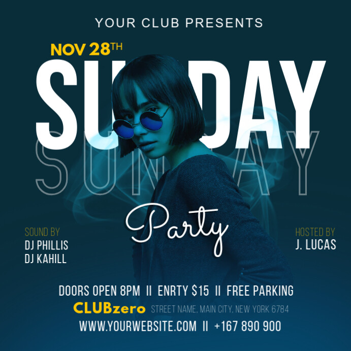 sunday party club dj bar night Template | PosterMyWall