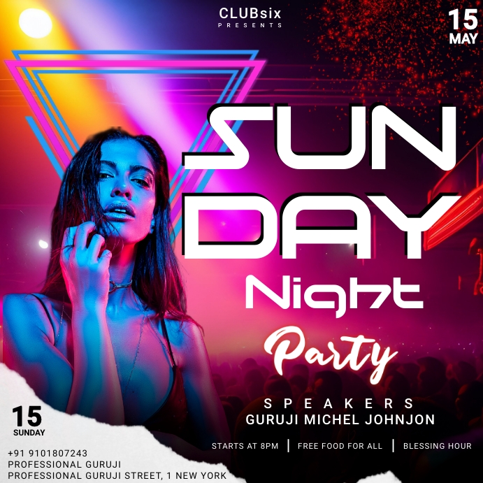 sunday party club dj bar night Template | PosterMyWall