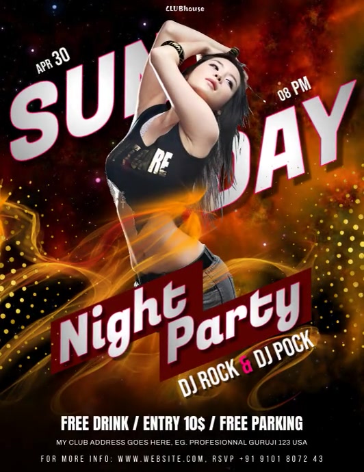 Copy of sunday party club dj bar night | PosterMyWall