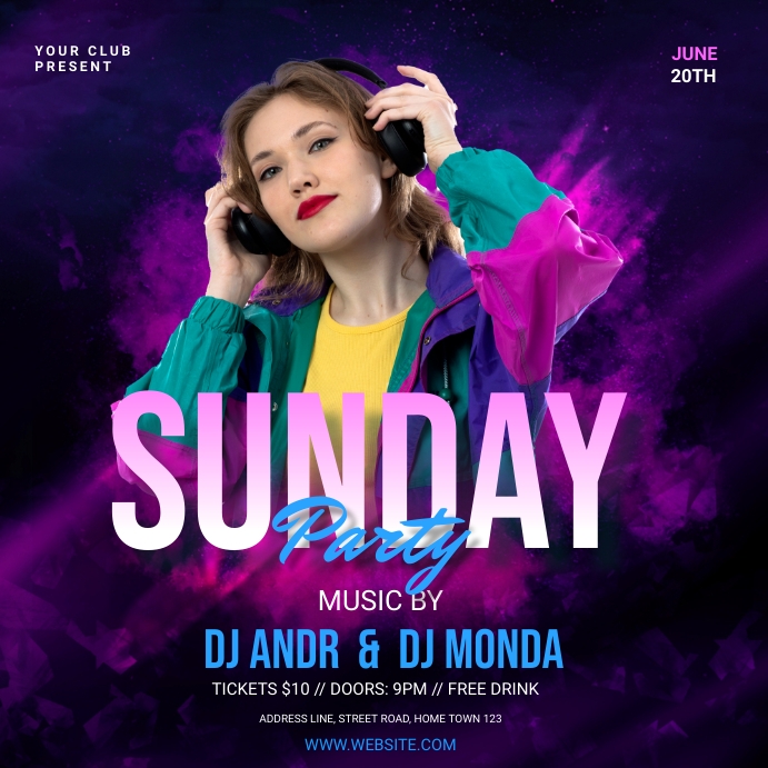 Sunday party Template | PosterMyWall