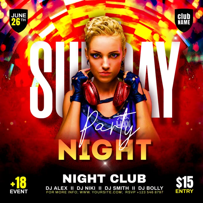 SUNDAY PARTY Template | PosterMyWall