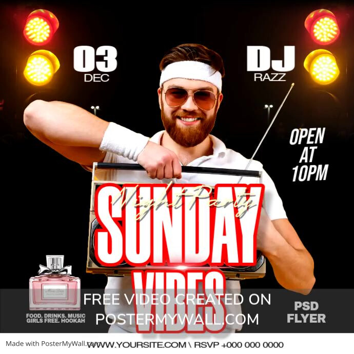 SUNDAY PARTY Template | PosterMyWall