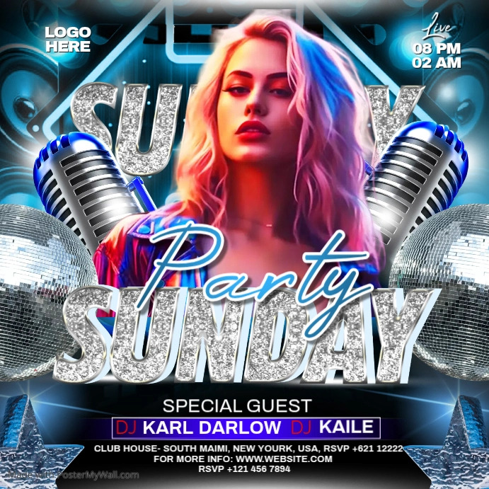 SUNDAY PARTY Template | PosterMyWall