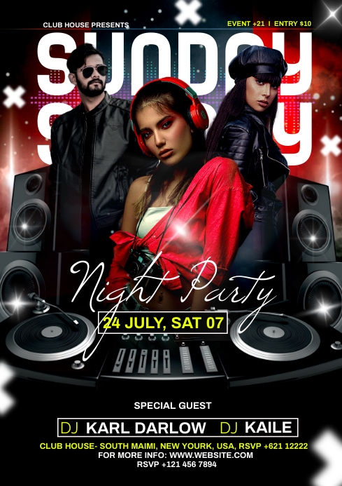 SUNDAY PARTY Template | PosterMyWall
