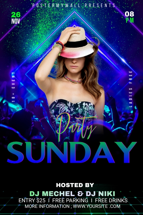 SUNDAY PARTY Template | PosterMyWall
