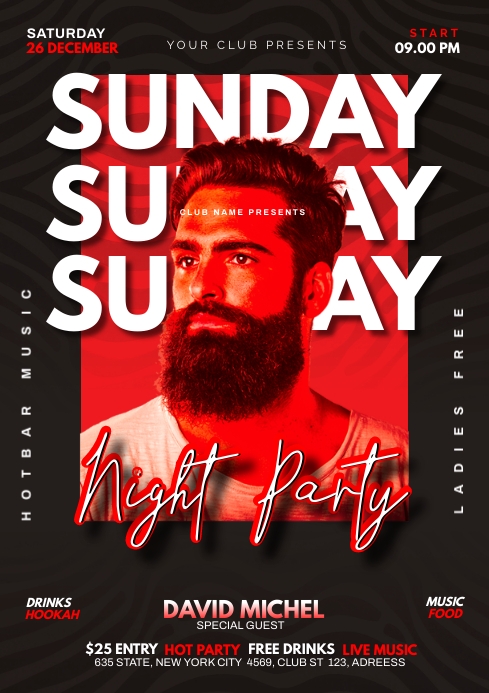 SUNDAY PARTY Template | PosterMyWall