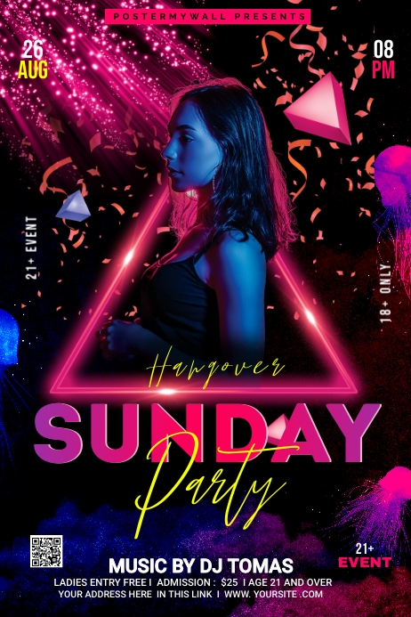 SUNDAY PARTY Template | PosterMyWall