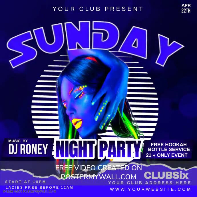 Modèle sunday party | PosterMyWall
