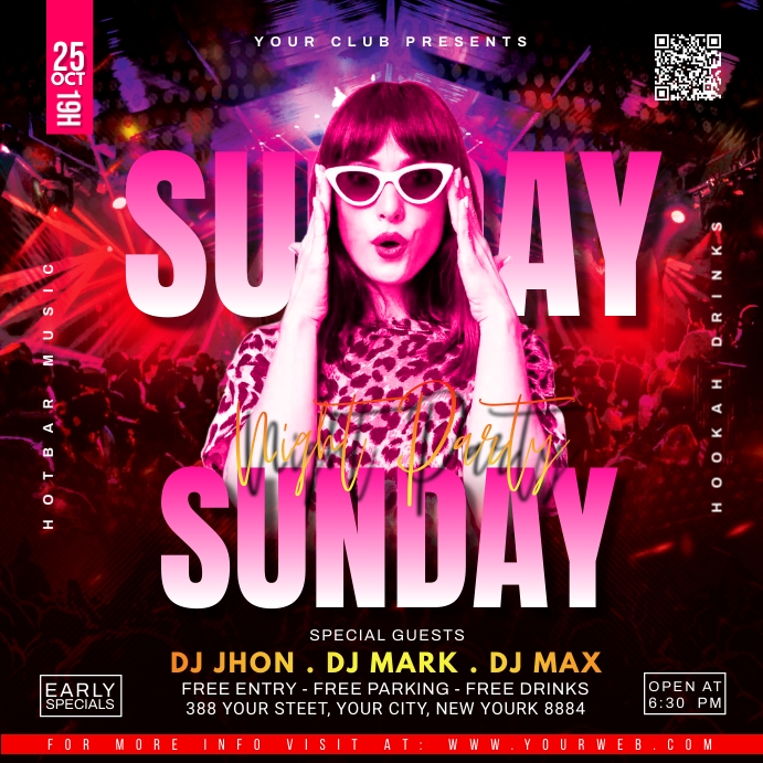 SUNDAY PARTY Template | PosterMyWall