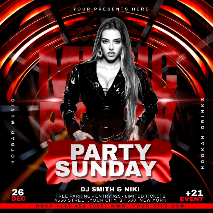 SUNDAY PARTY Template | PosterMyWall