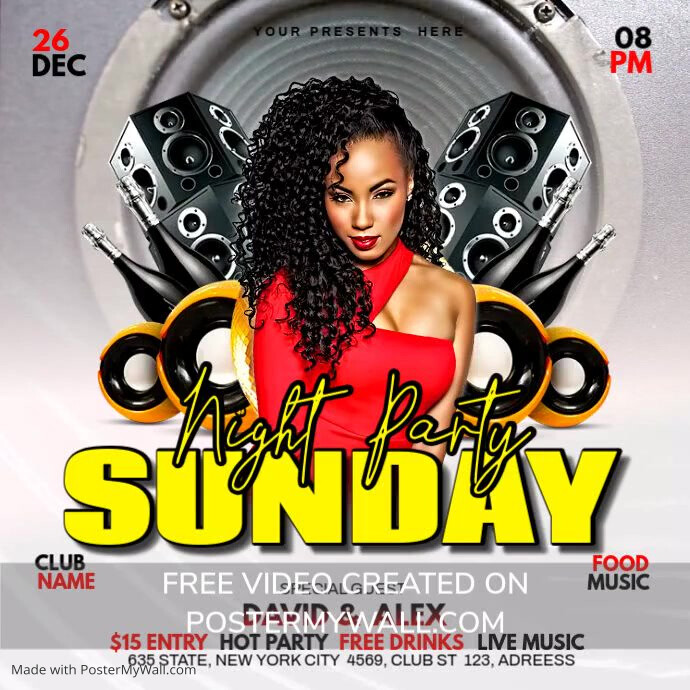 SUNDAY PARTY Template | PosterMyWall
