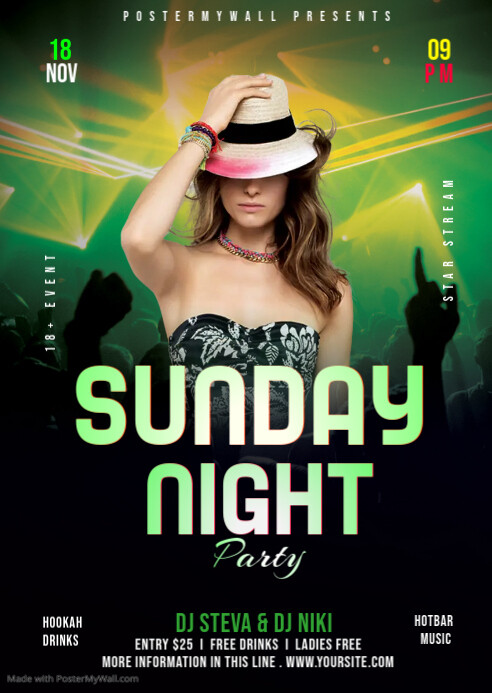 SUNDAY PARTY Template | PosterMyWall