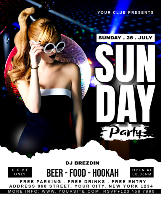 SUNDAY PARTY Template | PosterMyWall