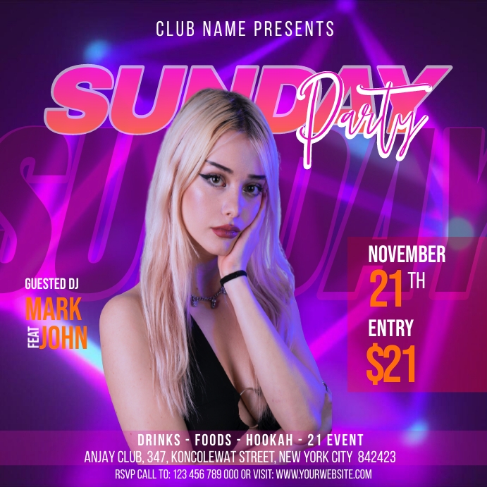 Sunday Party Template | PosterMyWall