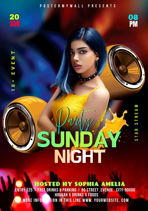 SUNDAY PARTY Template | PosterMyWall