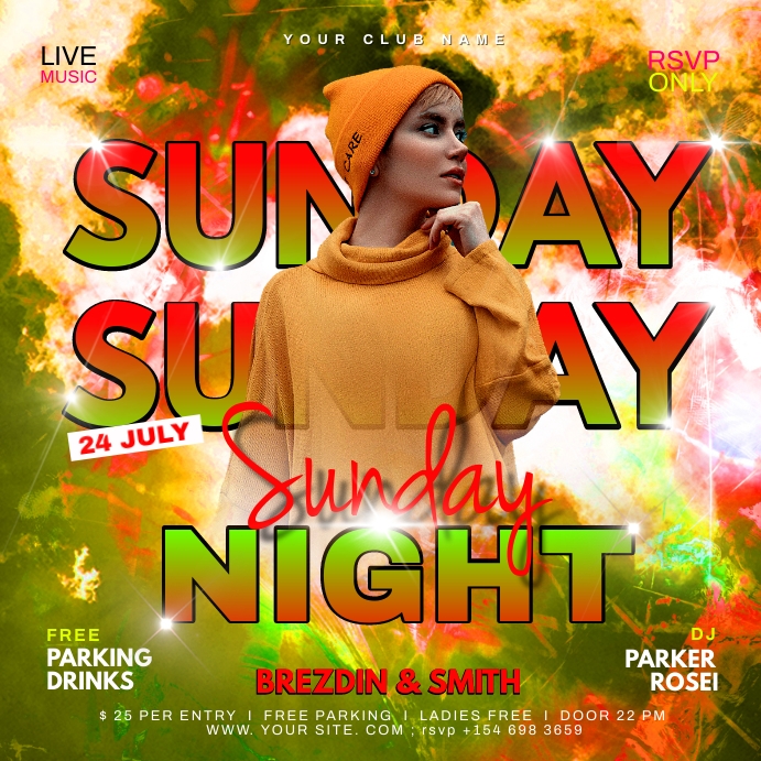 SUNDAY PARTY Template | PosterMyWall