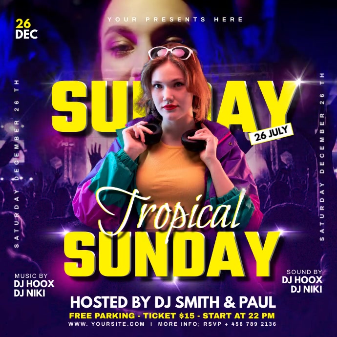 SUNDAY PARTY Template | PosterMyWall