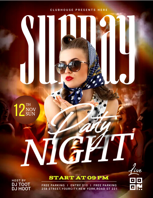 SUNDAY PARTY Template | PosterMyWall