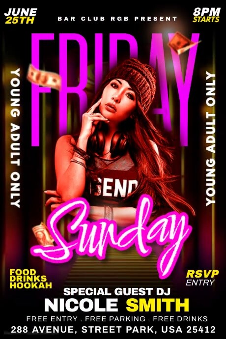 SUNDAY PARTY Template | PosterMyWall