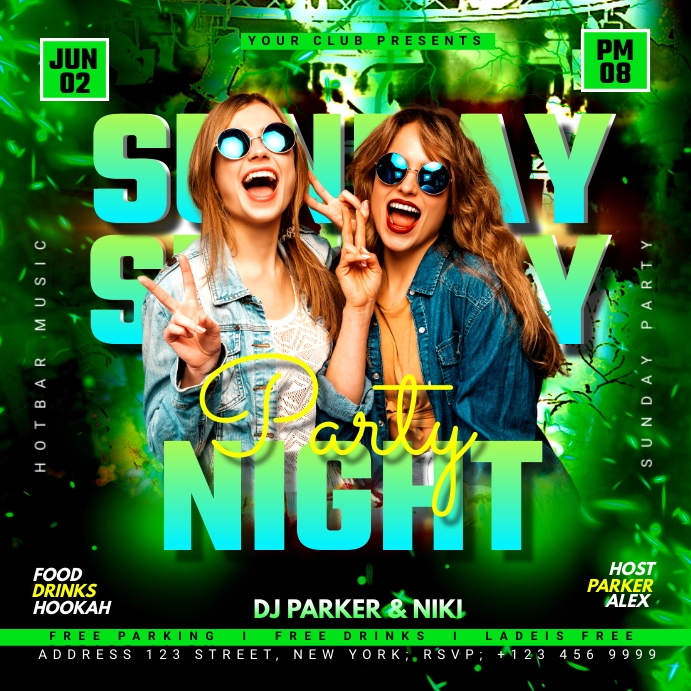 SUNDAY PARTY Template | PosterMyWall