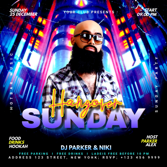 SUNDAY PARTY Template | PosterMyWall