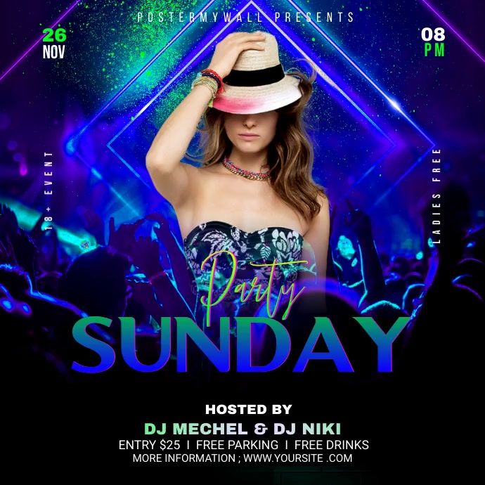 SUNDAY PARTY Template | PosterMyWall