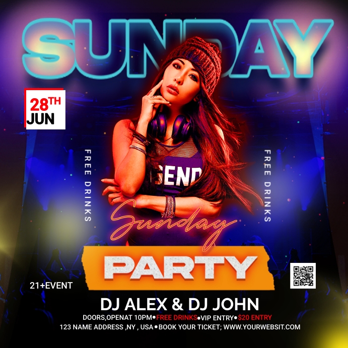 Plantilla de sunday party flyer | PosterMyWall