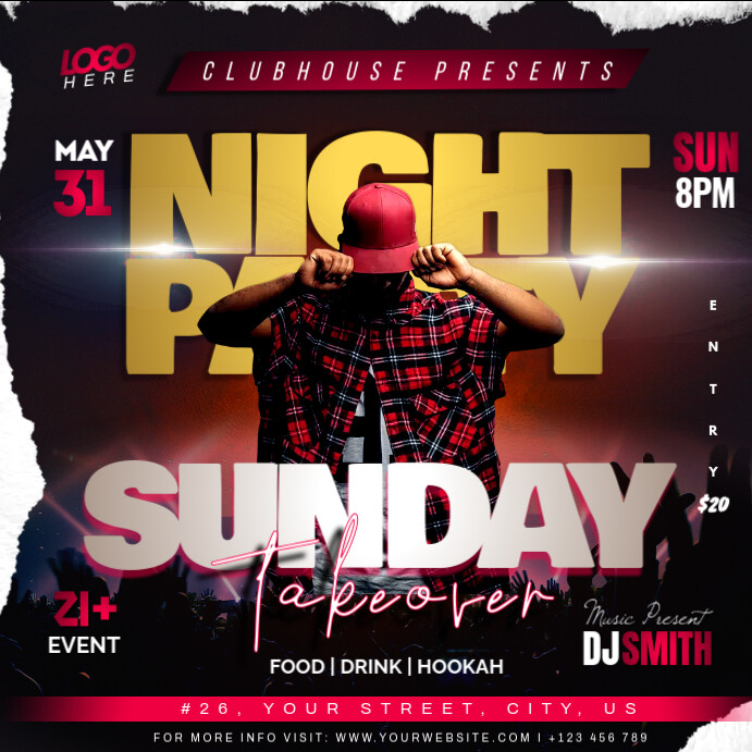 Plantilla de Sunday Party flyer | PosterMyWall