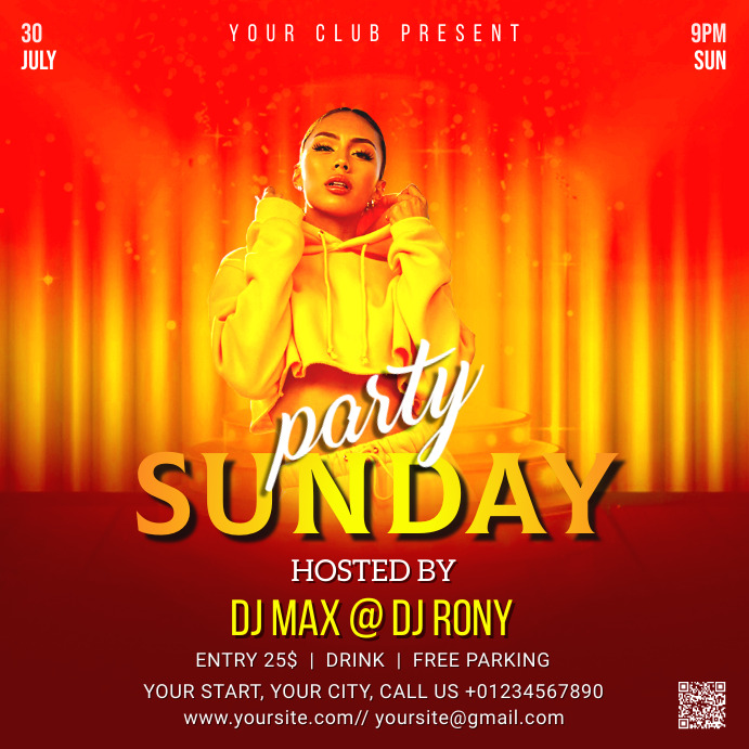 Plantilla de sunday party flyer design | PosterMyWall